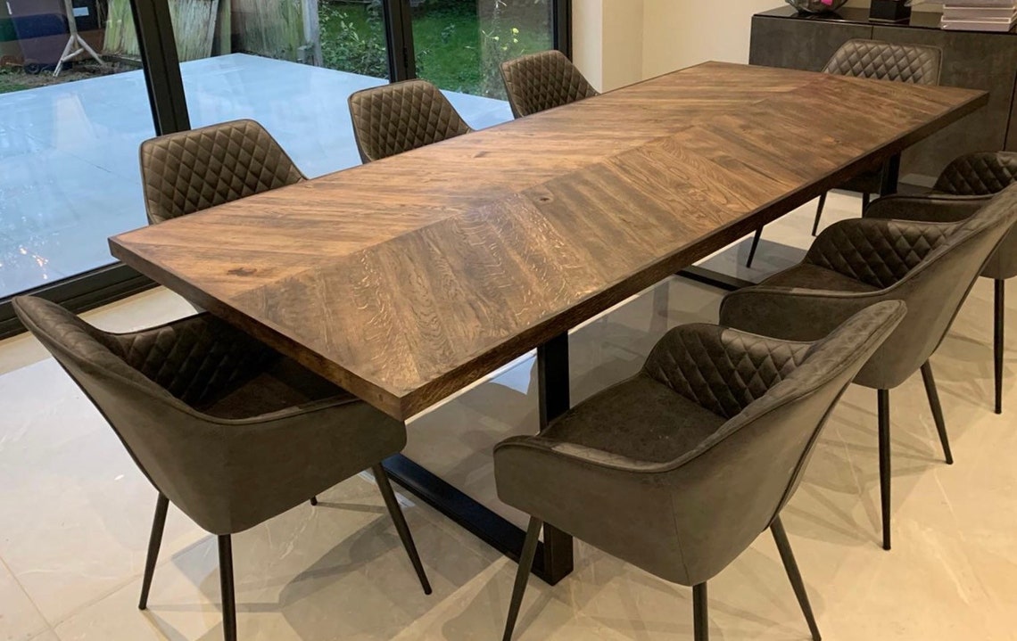 Chevron Dining Table - Solid Oak - Bespoke and Made to Measure. - Etsy