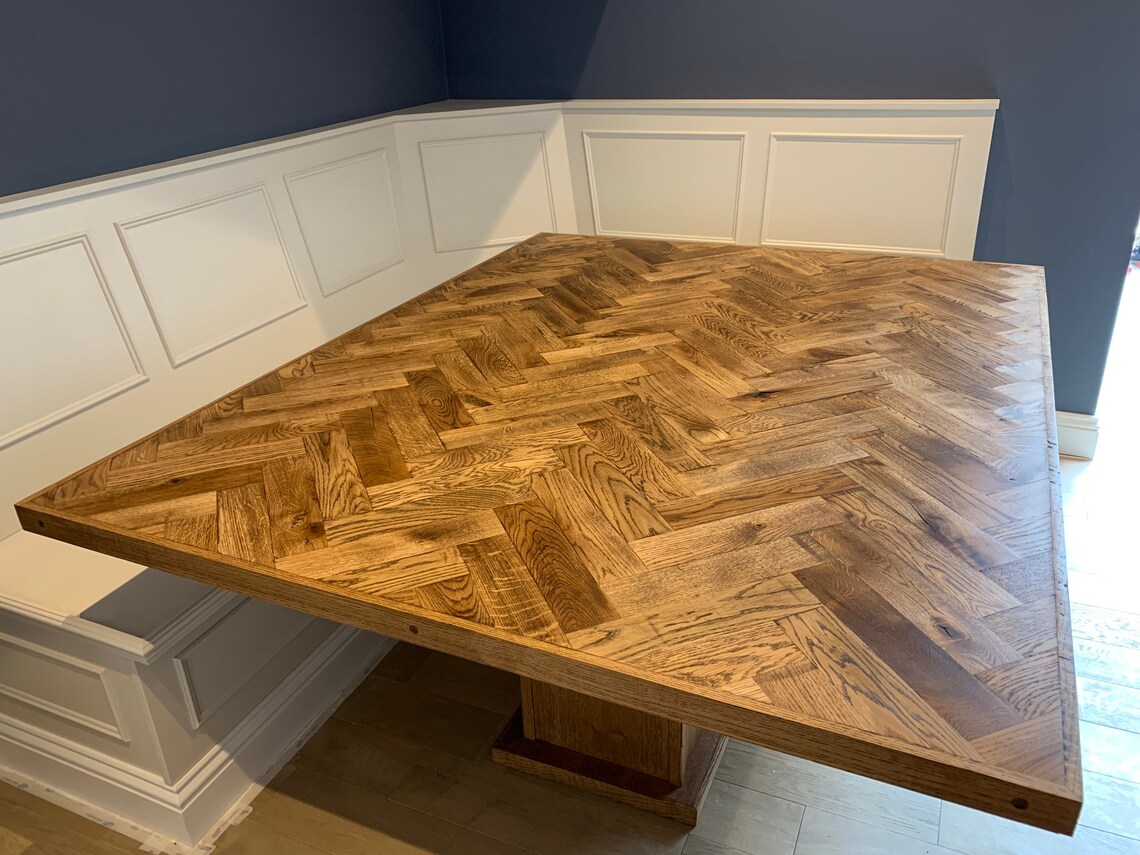 Solid Oak Herringbone Dining Table Large Rectangular - Etsy UK