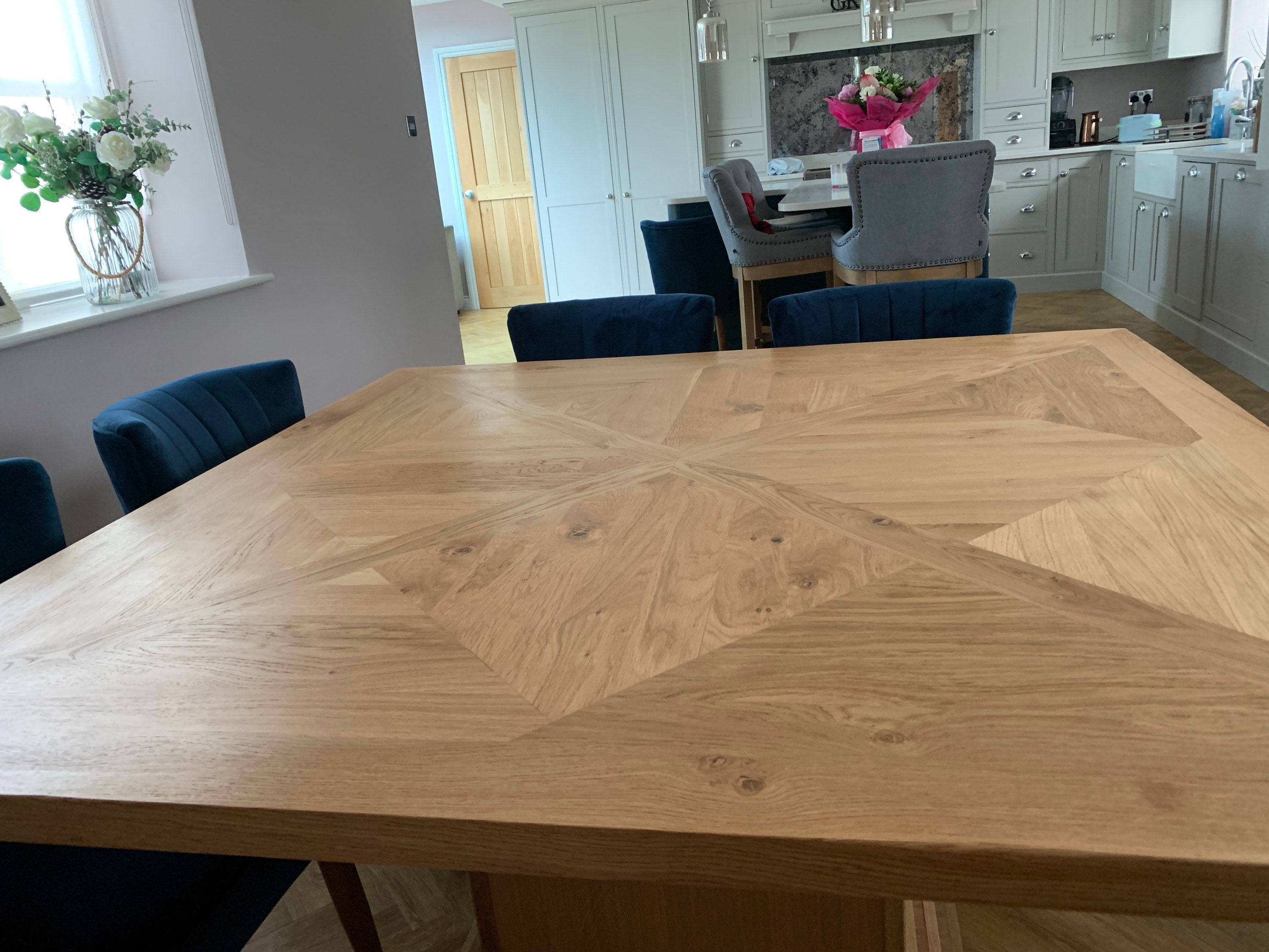 Square Dining Table Parquet Inspired Solid Oak Bespoke | Etsy UK
