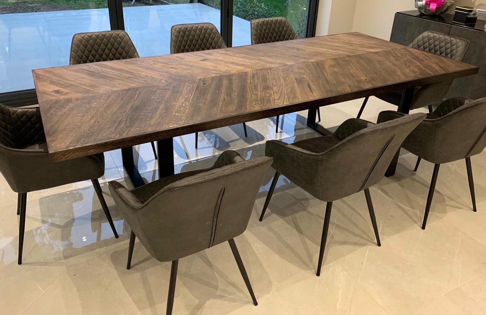 Chevron Dining Table Solid Oak Bespoke and Made to - Etsy UK