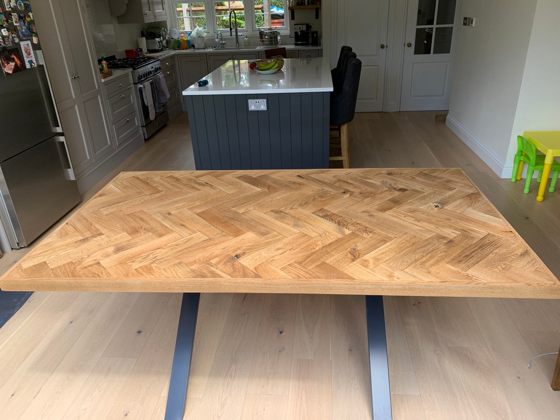 Parquet Inspired Table and Bench - Herringbone Design - Bespoke / Made ...