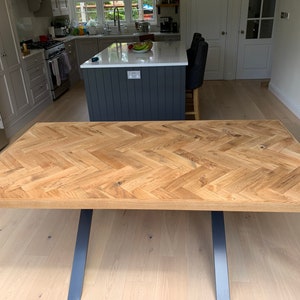 Parquet Inspired Table and Bench - Herringbone Design - Bespoke / Made ...