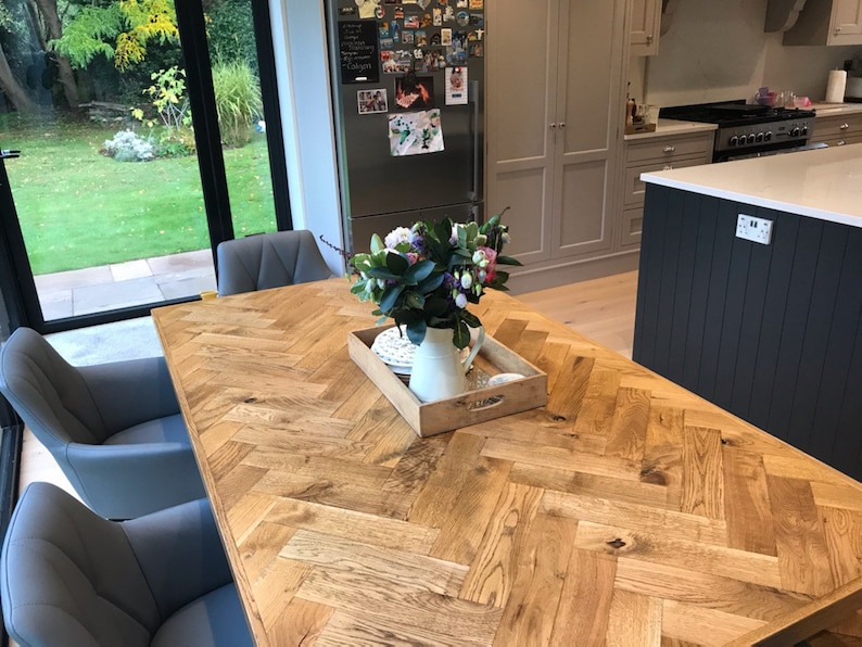 Parquet Inspired Table and Bench - Herringbone Design - Bespoke / Made ...