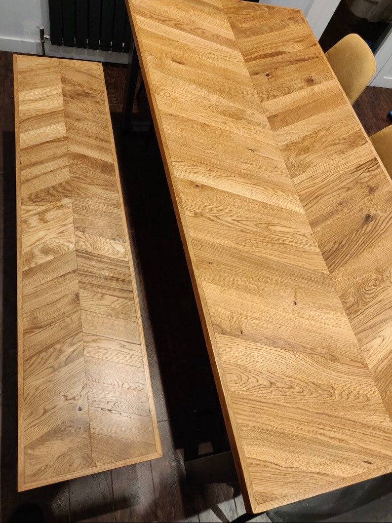 Parquet / Chevron Dining Table Solid Oak Made to Measure / - Etsy