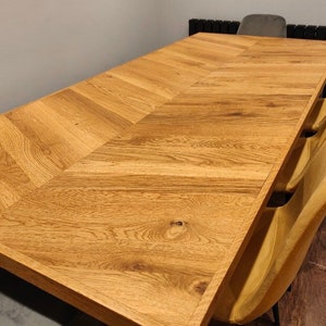 Parquet / Chevron Dining Table - Solid Oak - Made to Measure / Bespoke ...