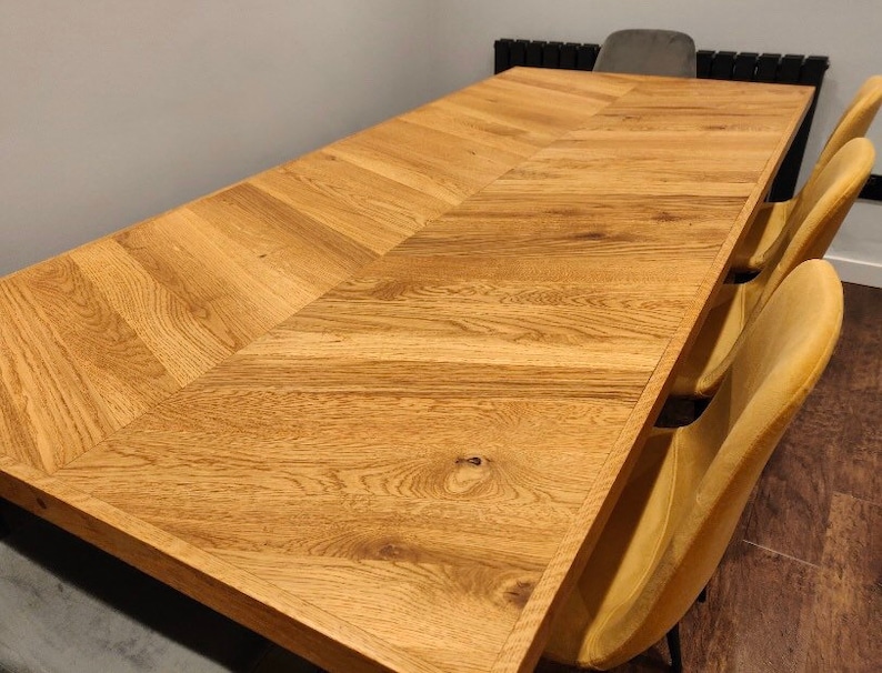 Parquet / Chevron Dining Table Solid Oak Made to Measure / - Etsy
