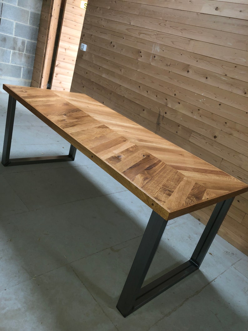 Parquet / Chevron Dining Table Solid Oak Made to Measure / - Etsy