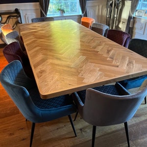 Herringbone Parquet Style Table Rounded Edge- Solid Oak - Bespoke / Made to Measure. - Etsy UK