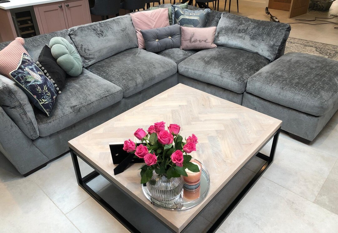 Bespoke Coffee Table Solid Oak Herringbone Design Made - Etsy