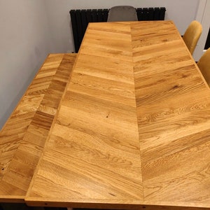 Parquet / Chevron dining table Solid Oak Made to measure / | Etsy