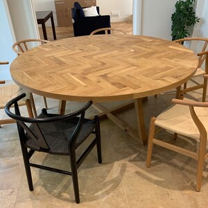 Round Herringbone Dining Table Solid Oak Bespoke Orders | Etsy UK