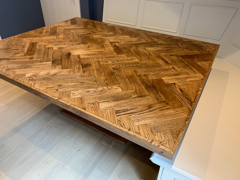 Solid Oak Herringbone Dining Table Large Rectangular - Etsy UK