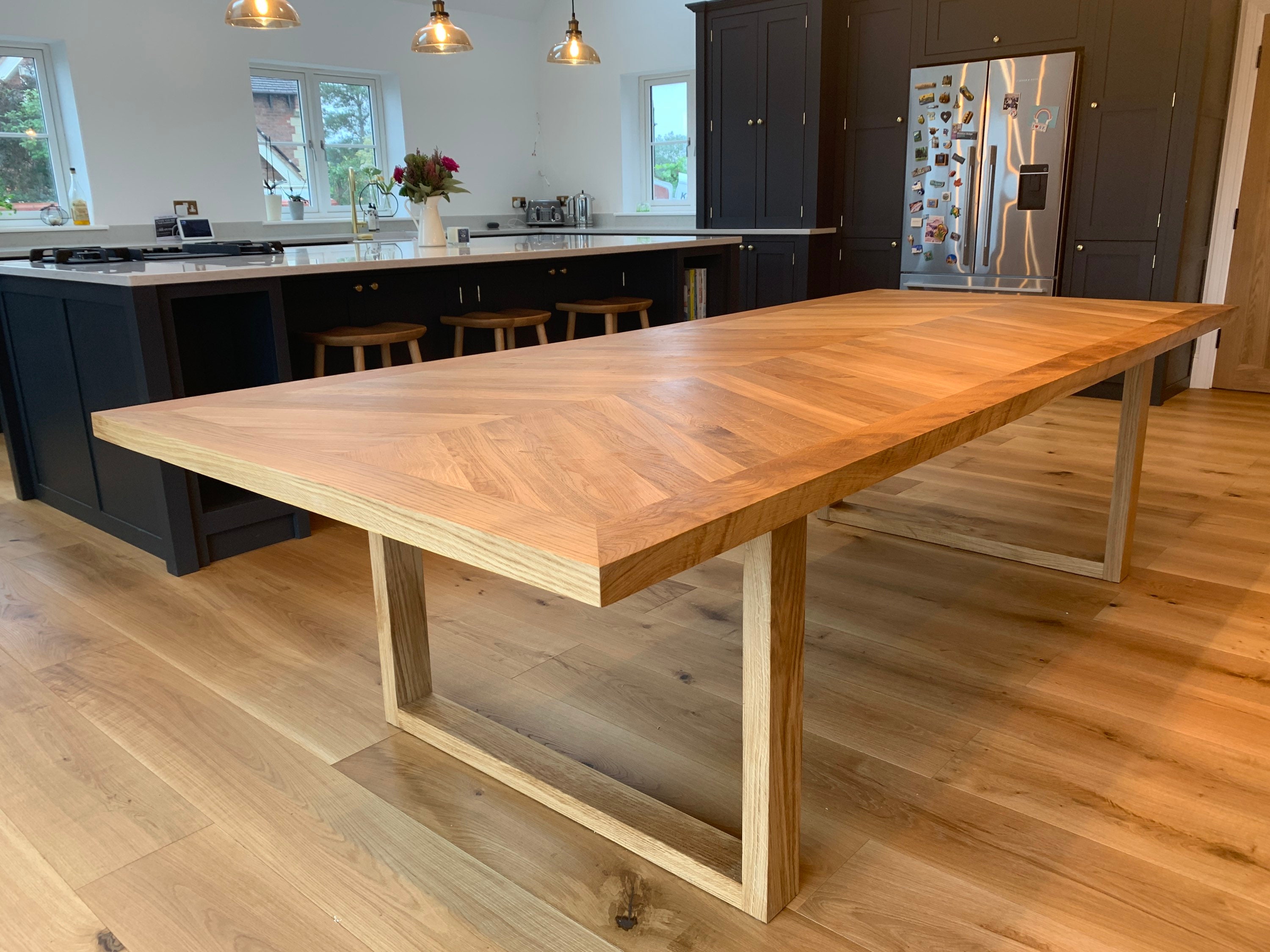 Chevron oak side table store
