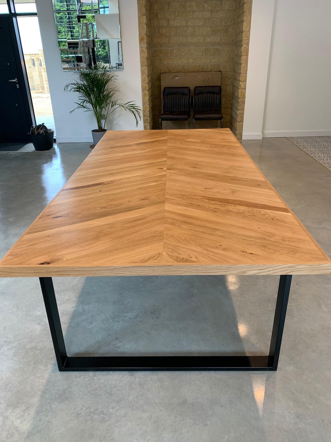 Oak Parquet Dining Table Chevron Design Large to Seat 8/10 | Etsy