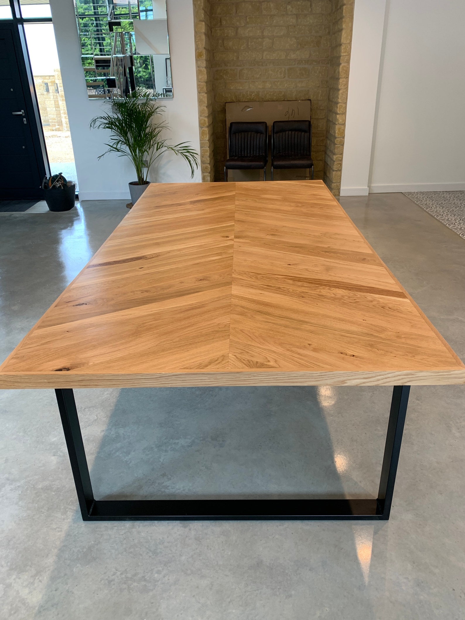 Oak Parquet Dining Table Chevron Design Large to Seat 8/10 | Etsy