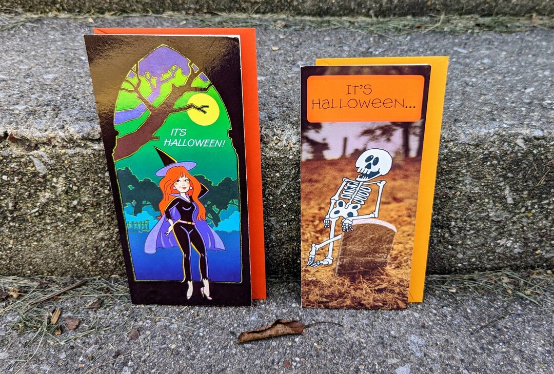 Vintage Suggestive Halloween Cards Nineties Set of 2 - Etsy