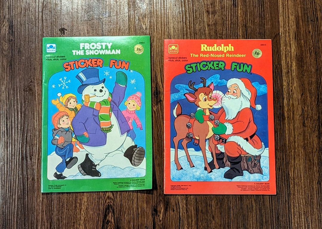 Vintage Christmas Sticker Fun Coloring Books - Etsy