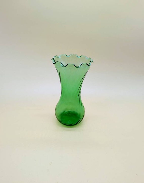 Vintage Emerald Green Glass Vase | Etsy