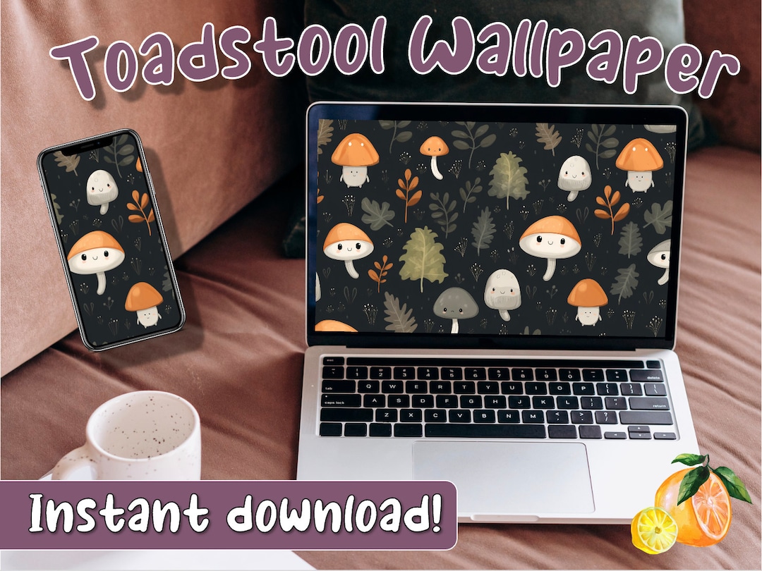 Cute Toadstools Desktop Wallpaper Pattern || Cosy, Autumn Mushrooms ...