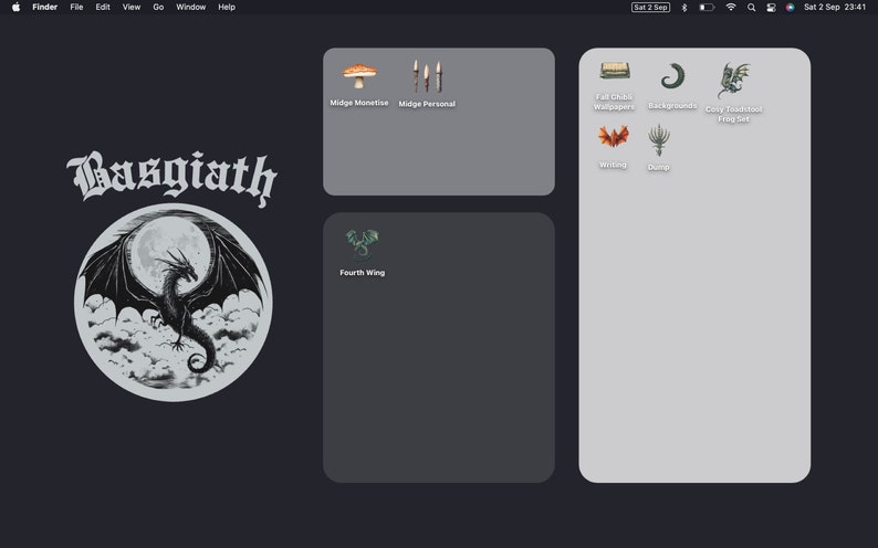 Fourth Wing Desktop Theme Computer Organizer Set || Wallpaper & Icons ...