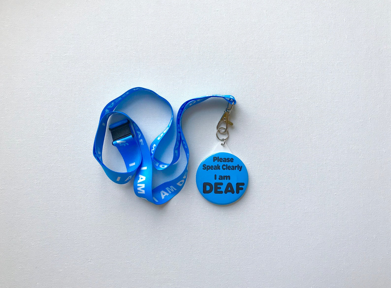 I AM DEAF Printed Lanyard With I Am Deaf Badge for Deaf People, Hearing ...