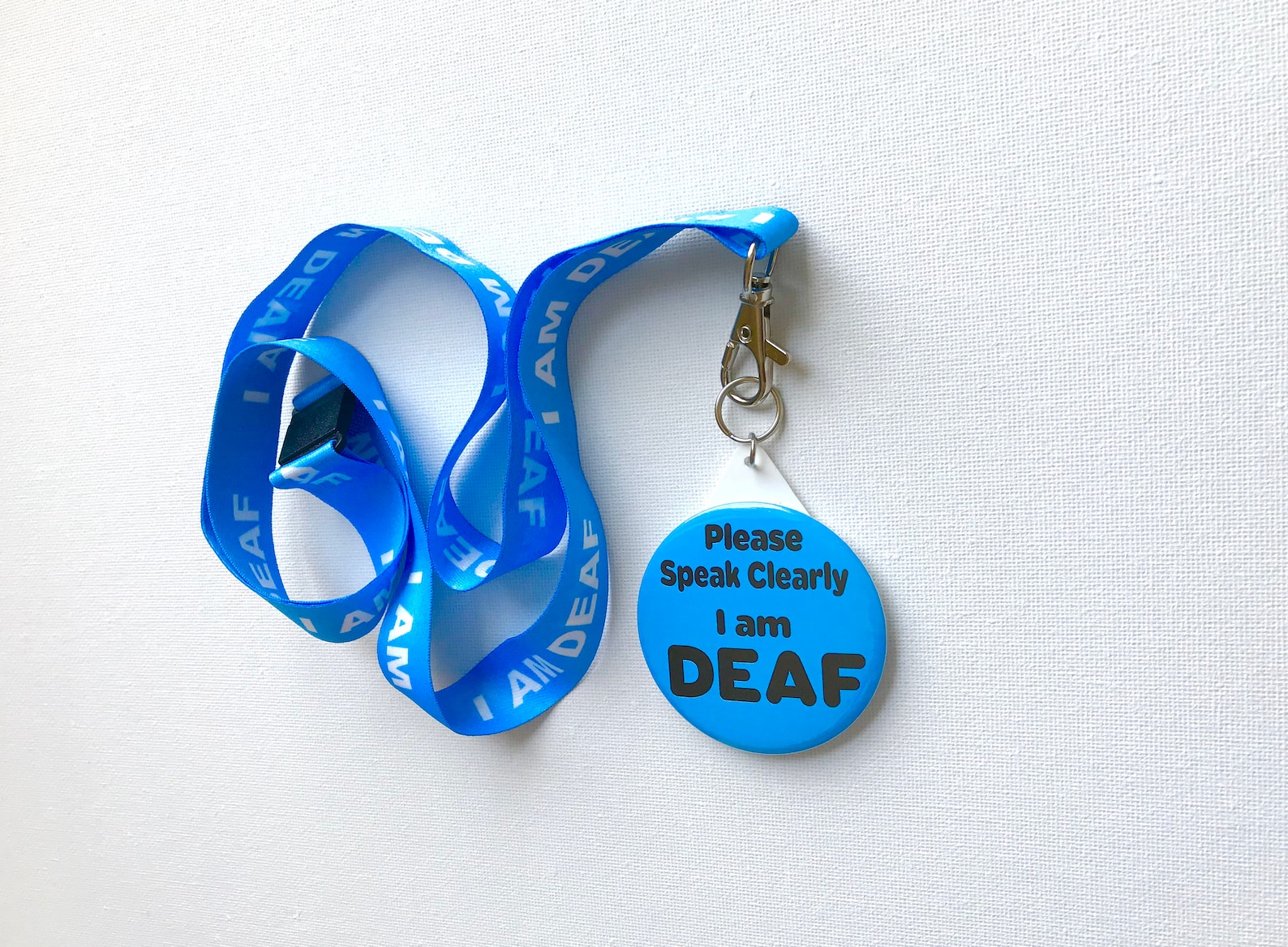 I AM DEAF Printed Lanyard With I Am Deaf Badge for Deaf People, Hearing ...