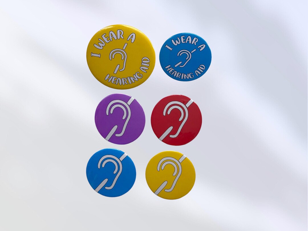 I Wear A Hearing Aid Pin Badge, Deaf Aware Pin Button Badges, Hearing ...