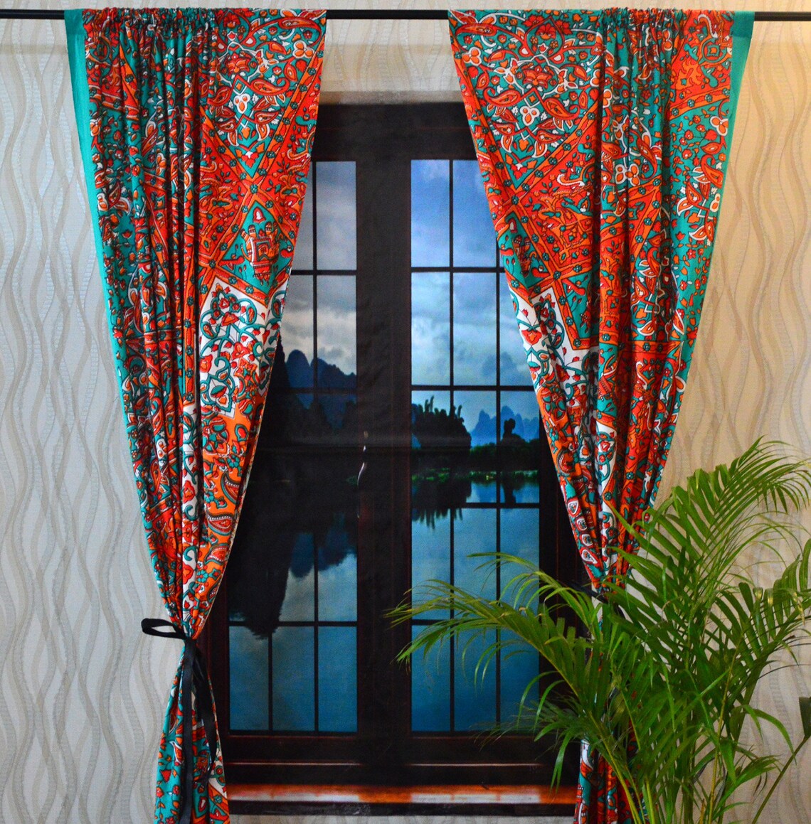 Indian Mandala Curtain Panel Star Mandala Living Room Tab Top Luxury ...