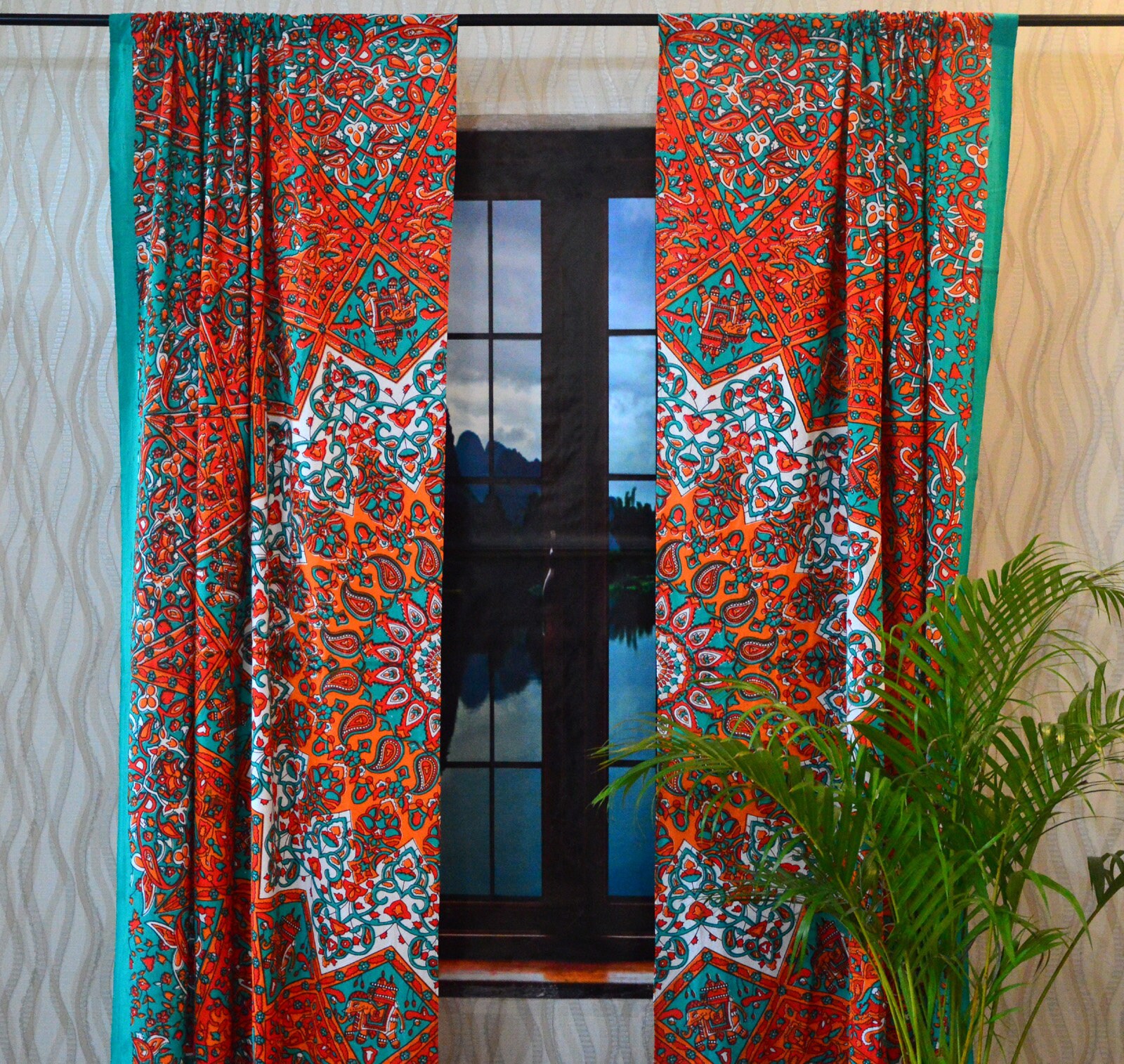 Indian Mandala Curtain Panel Star Mandala Living Room Tab Top Luxury ...
