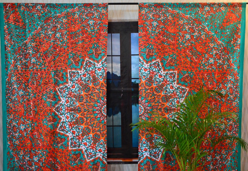 Indian Mandala Curtain Panel Star Mandala Living Room Tab Top Luxury ...
