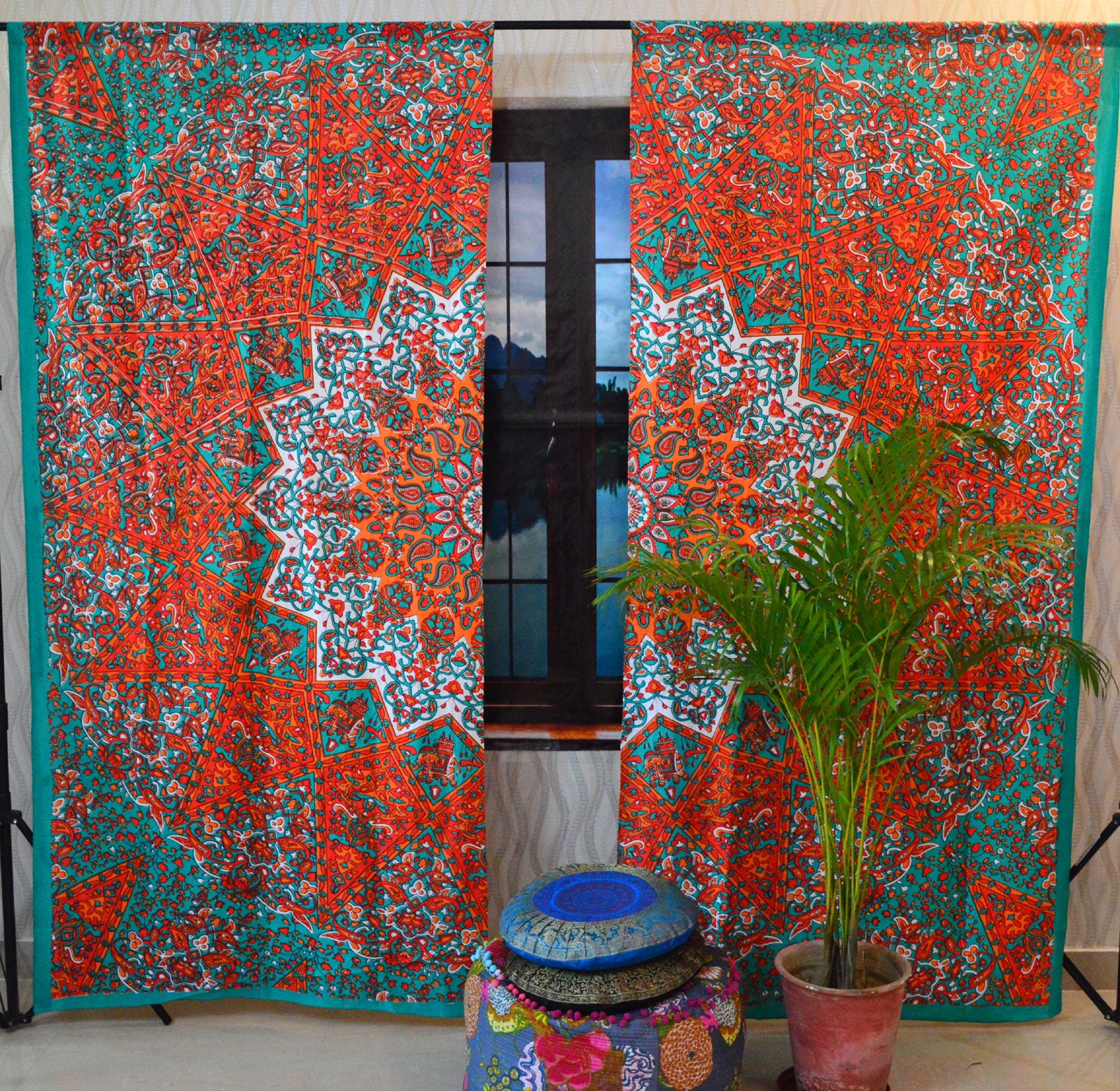 Indian Mandala Curtain Panel Star Mandala Living Room Tab Top Luxury ...