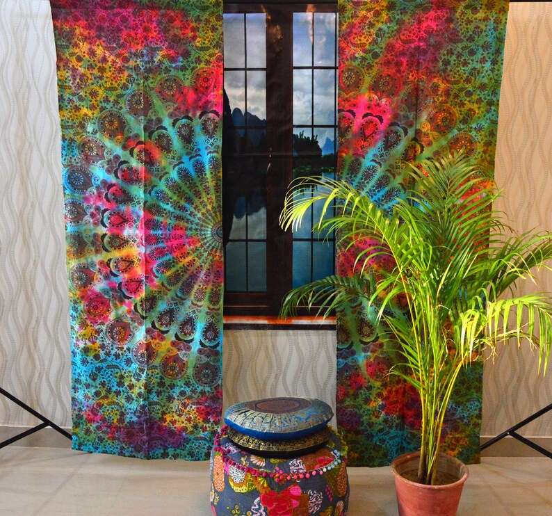 Mandala Curtains Indian Living Room Tab Top Luxury Door Curtains Drape ...