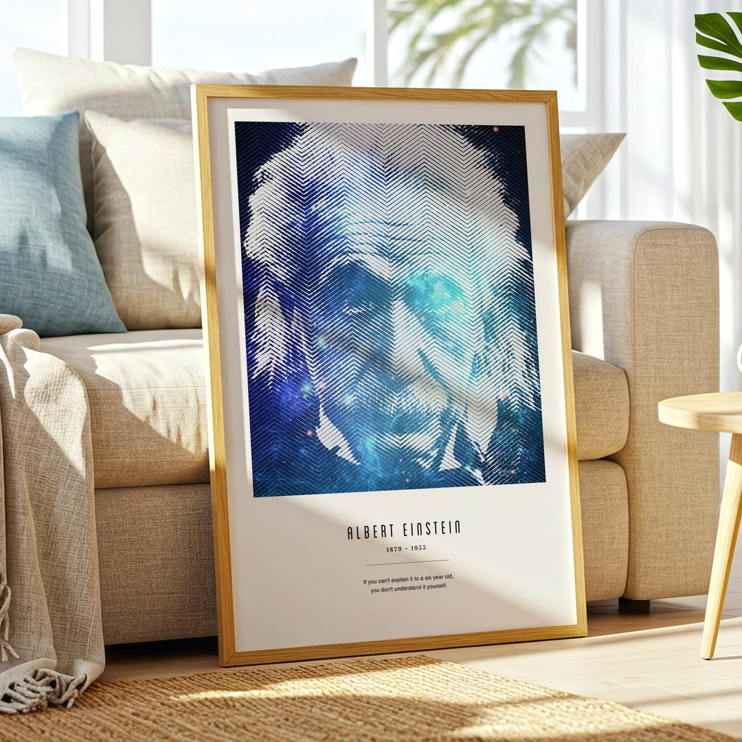 Albert Einstein Poster- Minimalist Science Print, Mid Century Modern ...