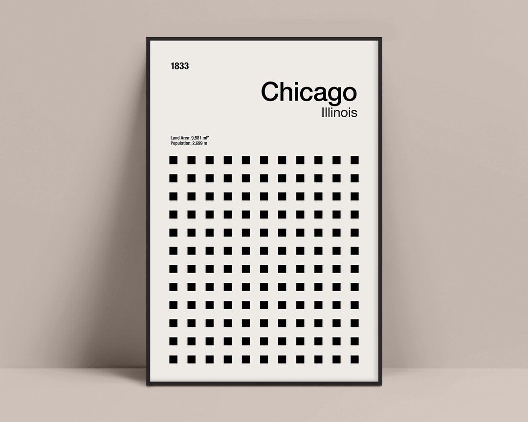 Chicago Print, Chicago Poster, Chicago Illinois, Chicago Art, Mid ...