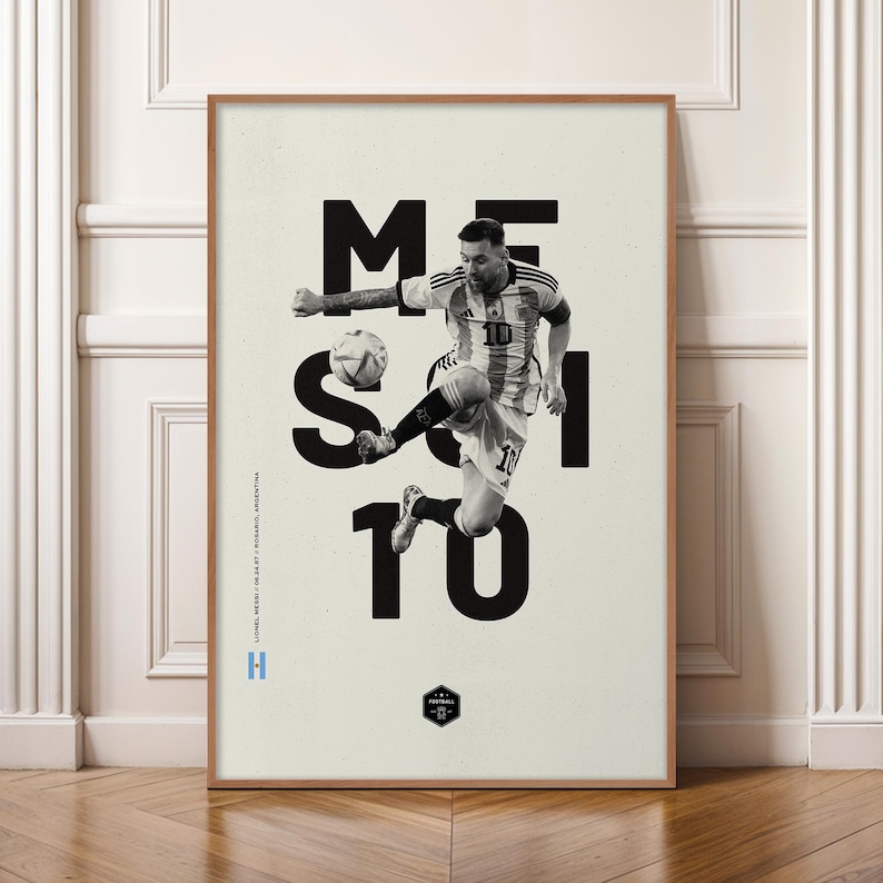 Lionel Messi Poster – Minimalist Soccer Art Print, Modern Wall Decor ...