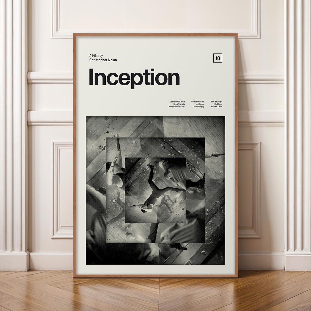 Inception Poster, Minimalist Movie Print, Mid Century Modern Wall Art ...
