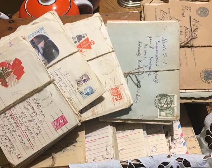 Bundles of 8 Vintage Soviet Letters in Envelopes, Handwritten ...