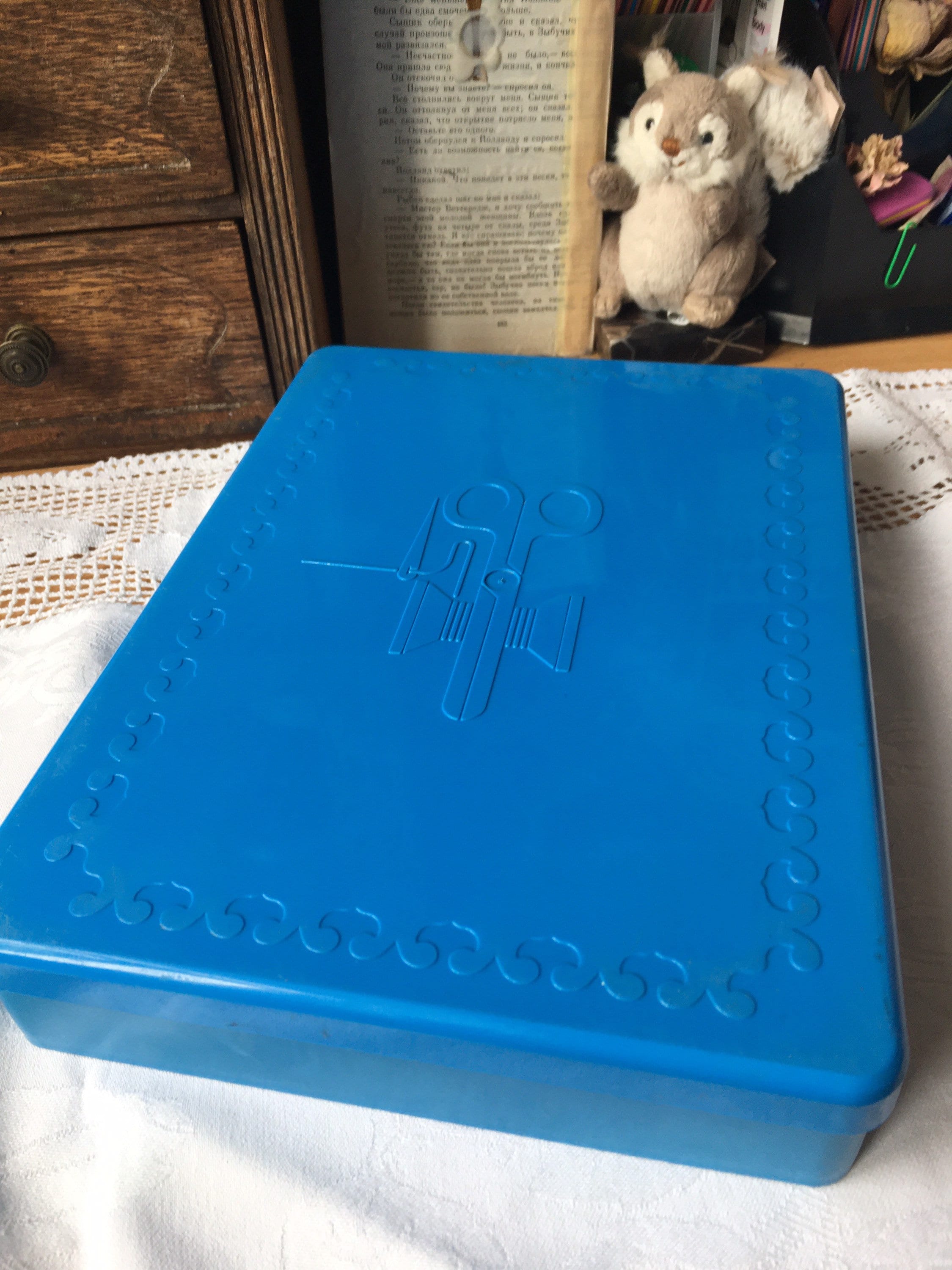 Soviet Vintage Plastic Sewing Box Blue Sewing Ussr Ukraine - Etsy