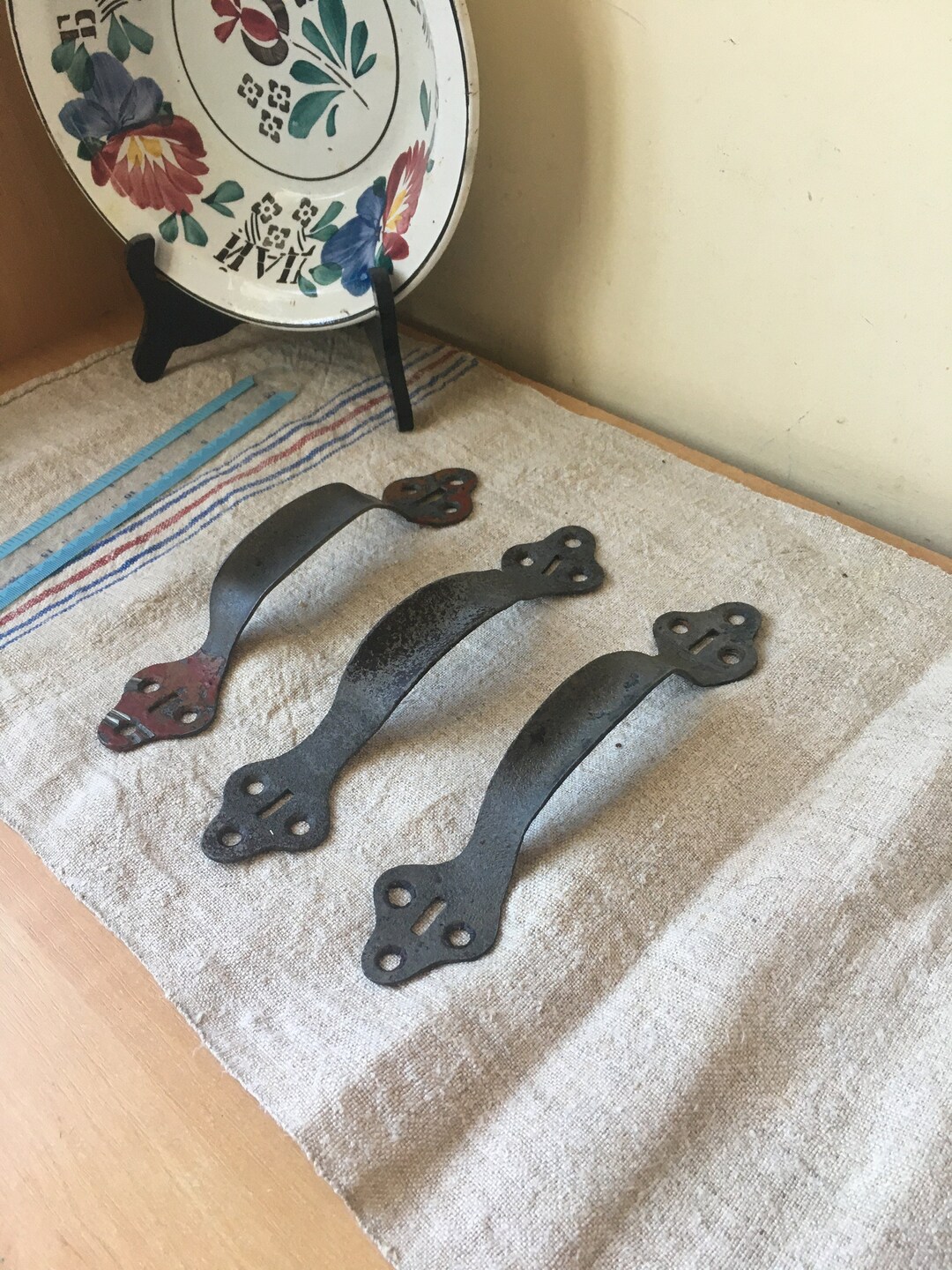 3 Farmhouse Iron Door Pull Handles Antique Primitive Door - Etsy