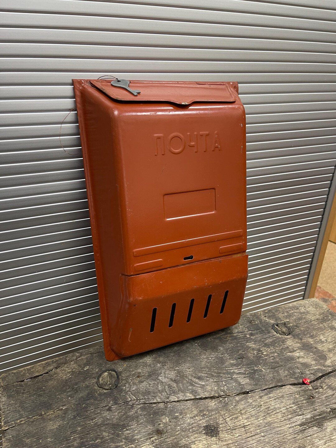60s Vintage Metal Brick Red Mailbox, Wall Mount Mailbox 1 Key, Soviet ...