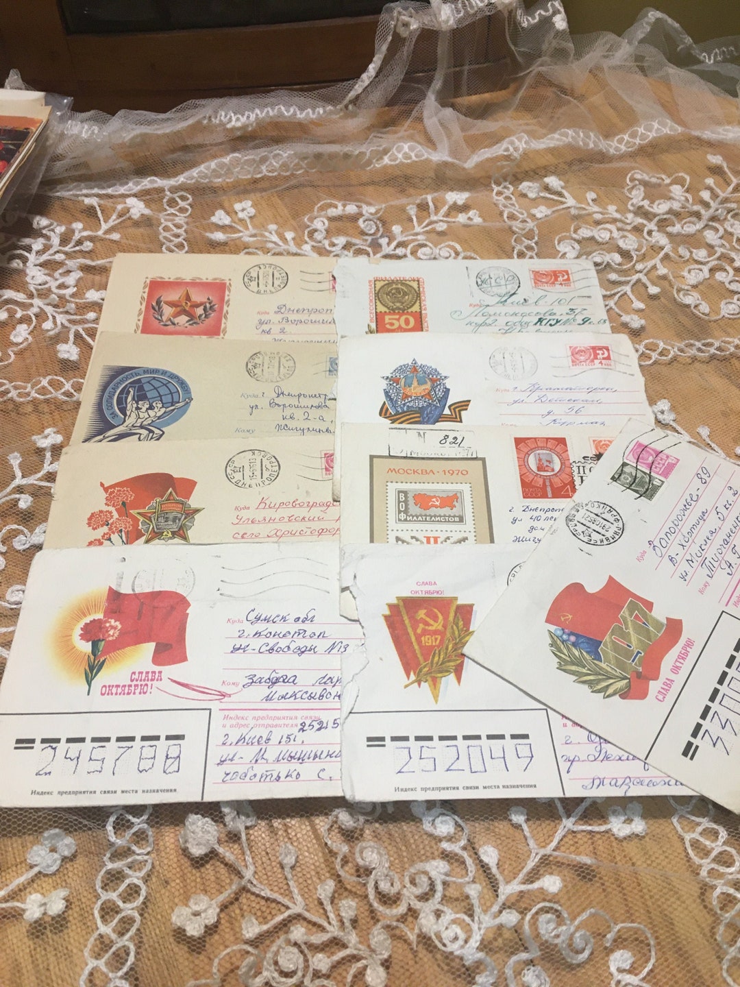Soviet Envelopes, Propaganda Bundle of 9, USSR Envelopes With Soviet ...