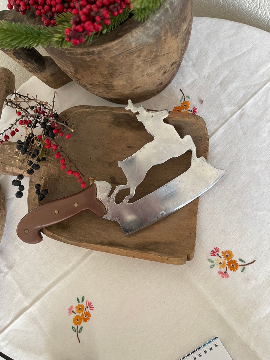 Vintage Deer Cleaver, Kitchen Figured Chopper. Kitchen Cleaver. Meat ...