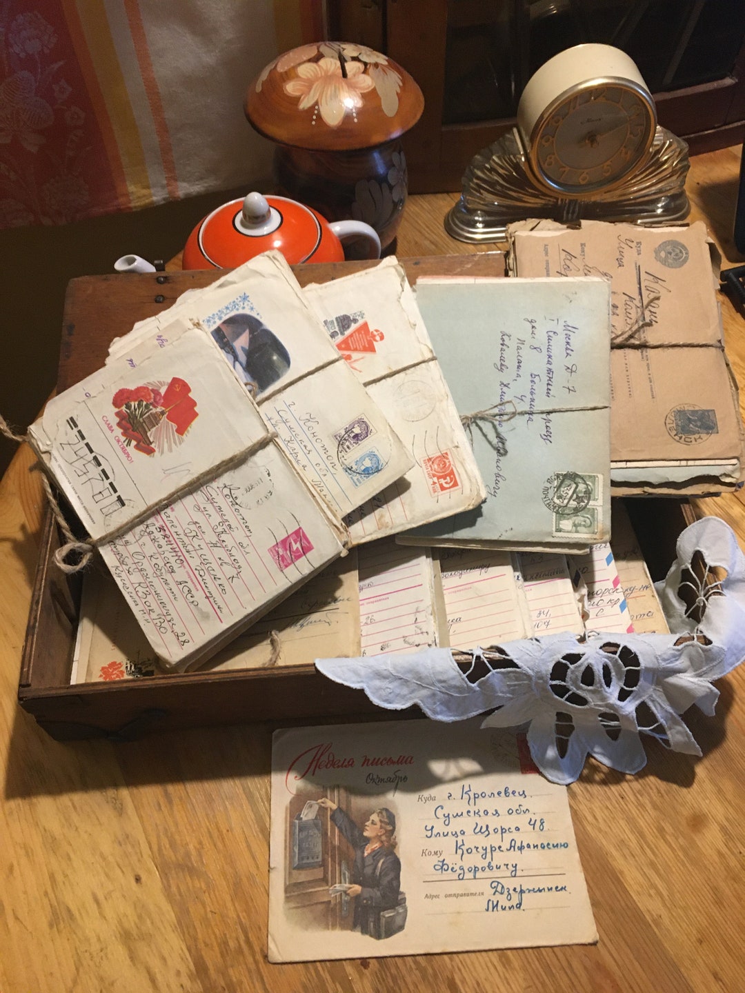 Bundles of 8 Vintage Soviet Letters in Envelopes, Handwritten ...