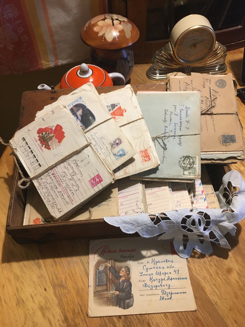 Bundles of 8 Vintage Soviet Letters in Envelopes, Handwritten ...