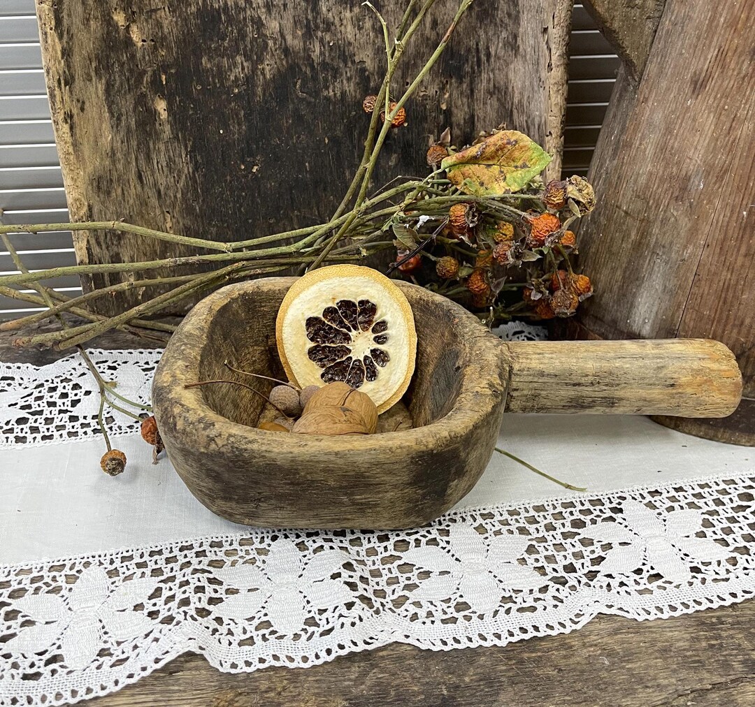 Wooden Mortar Hand Made Rustic Primitive Wooden Trinket Dish, Wood ...