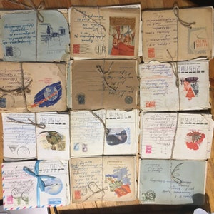 Bundles of 8 Vintage Soviet Letters in Envelopes, Handwritten ...