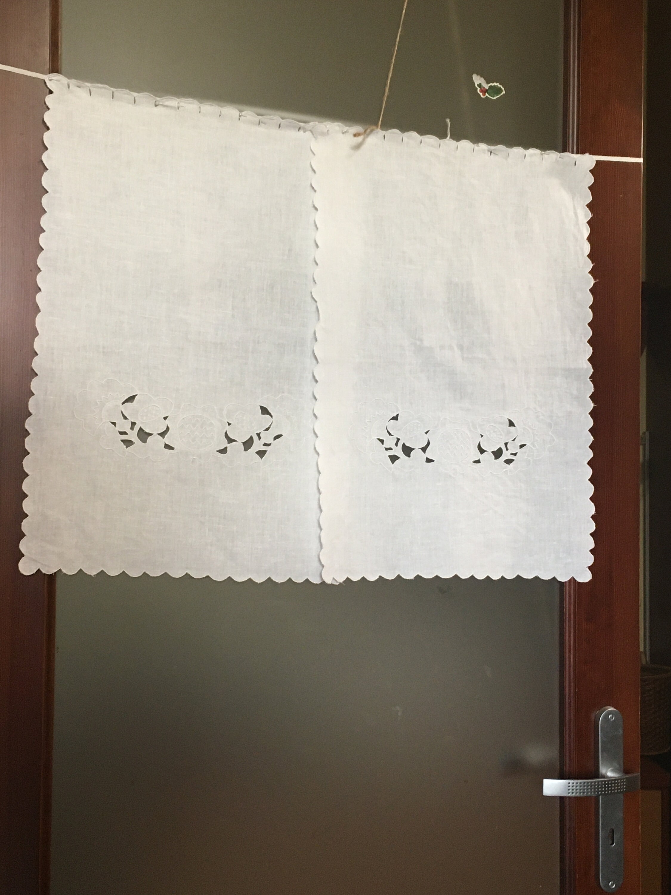 Vintage Pair of Small White Linen Cutwork Cafe Curtains Panels - Etsy