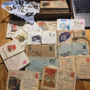 Bundles of 8 Vintage Soviet Letters in Envelopes, Handwritten ...