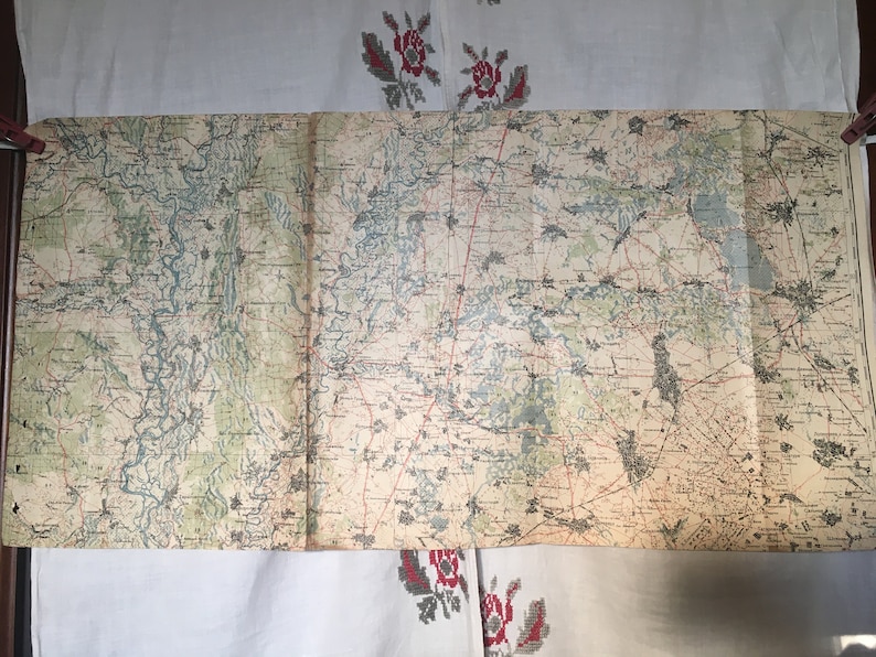 1943 Vintage Map; WW2 Soviet USSR Map of Kyiv Chernigiv Regions ...