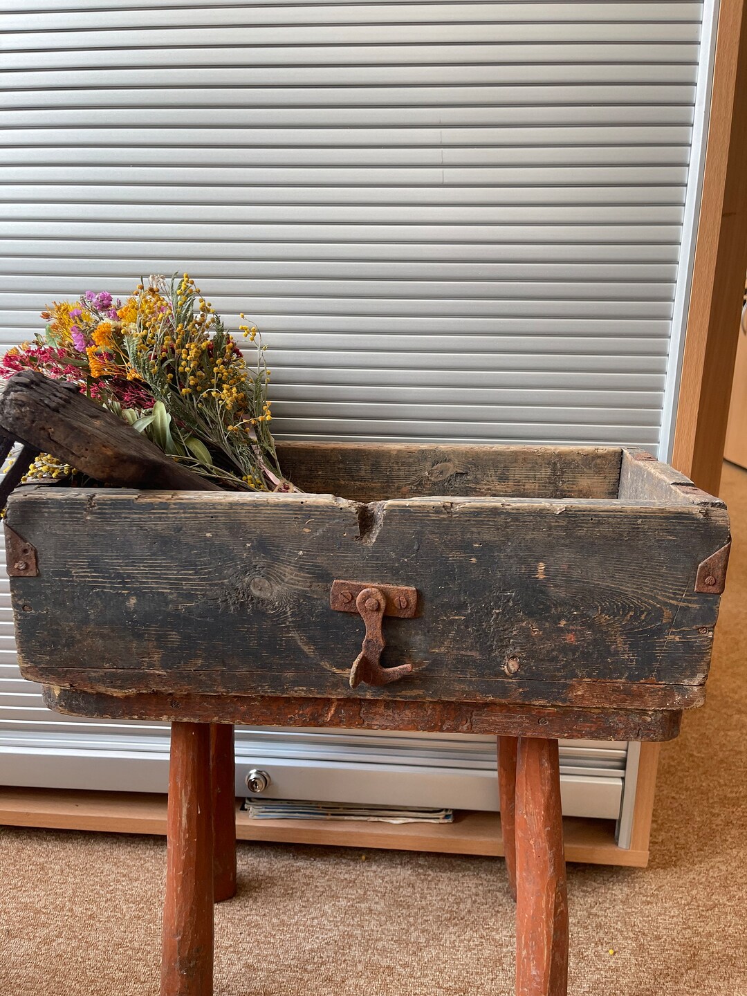 Primitive 188in Antique Large Wooden Box, Rustic Shabby Trunk, Rustic ...